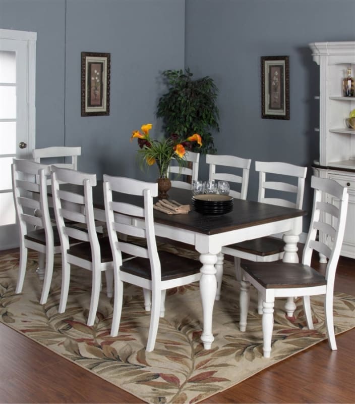 Bourbon County 7 Piece Dining Room Set with Ladderback/Wood Seat Chair ...