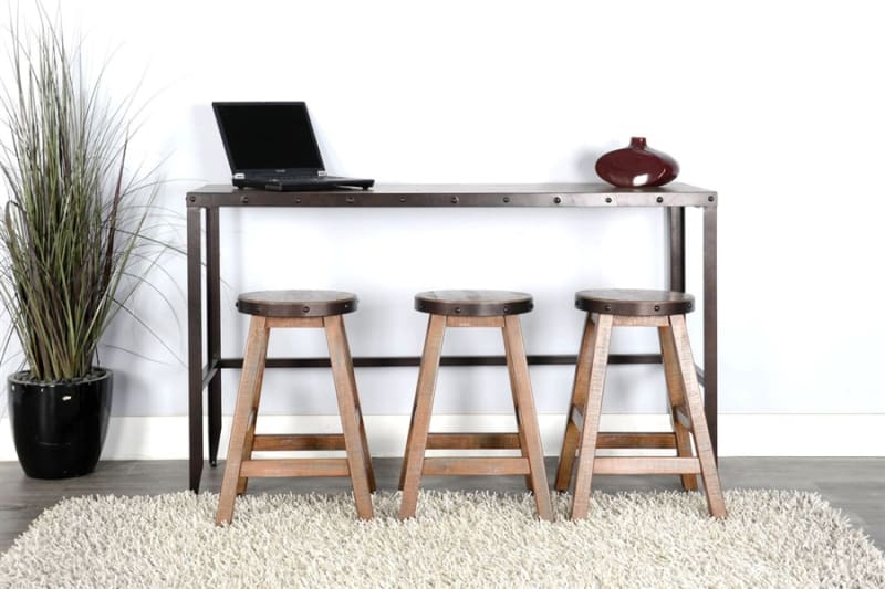 San Diego 4 Piece Sofa Bar Table Set in Antique Brown Finish by Sunny ...
