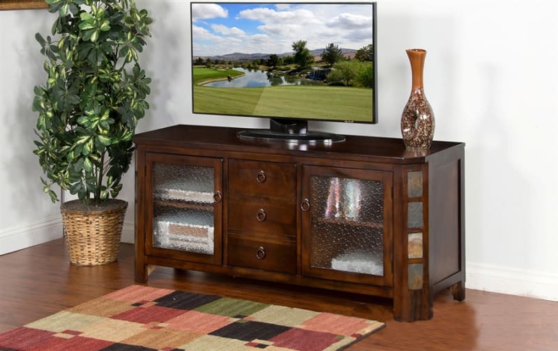 Santa Fe 60 Inch TV Console in Dark Chocolate Finish by Sunny Designs ...