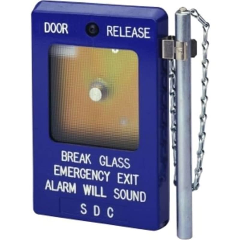 SDC 491 490-Series Break Glass Emergency Exit with Siren, Single Gang, Blue