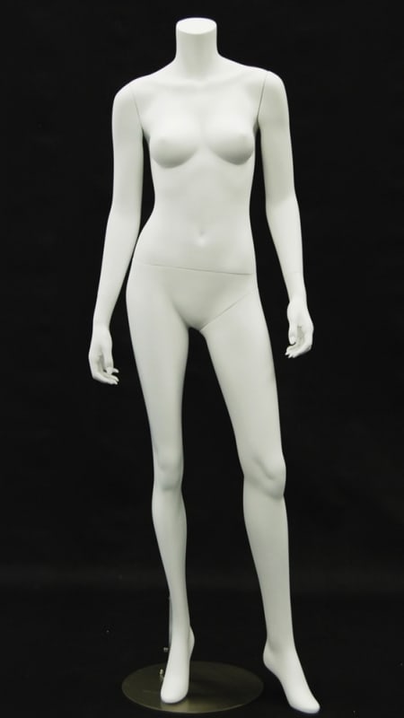 Headless Female Mannequin - Arms to Side in Matte White Finish