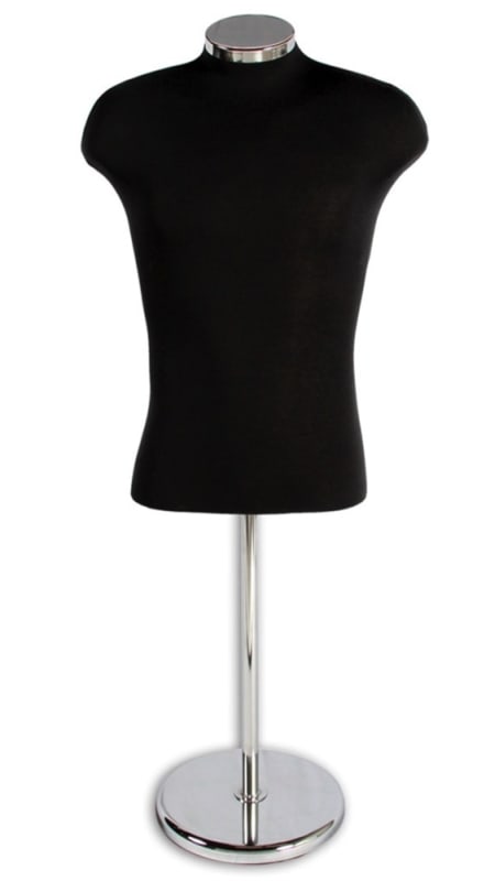 Black Men’s Shirt Form Chrome Base Neck Cap | Mannequins Express