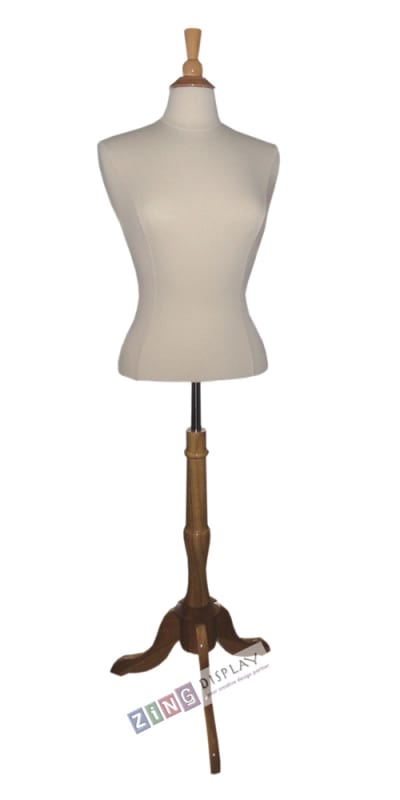 Female Shirt Form with Finial Wood Neck Block and Tripod Base