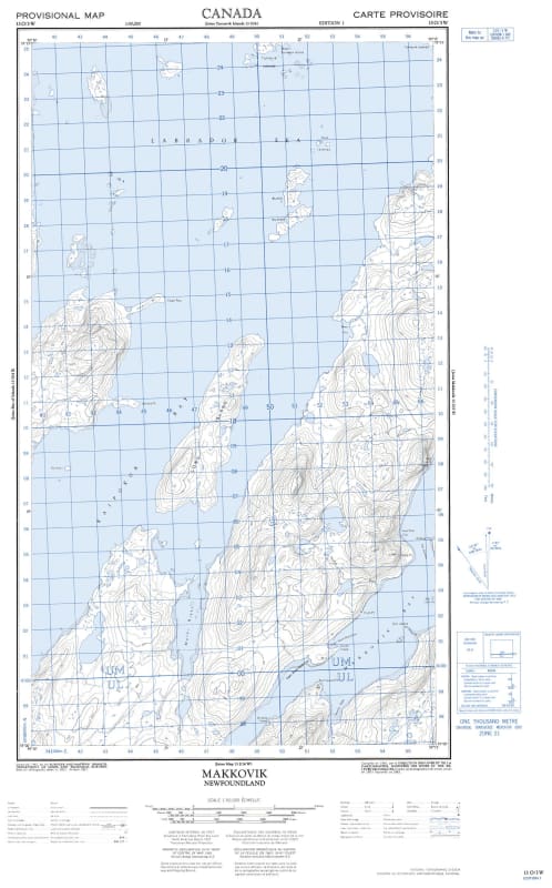 013O03W - MAKKOVIK - Topographic Map