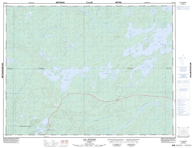 032G13 - LAC INCONNU - Topographic Map