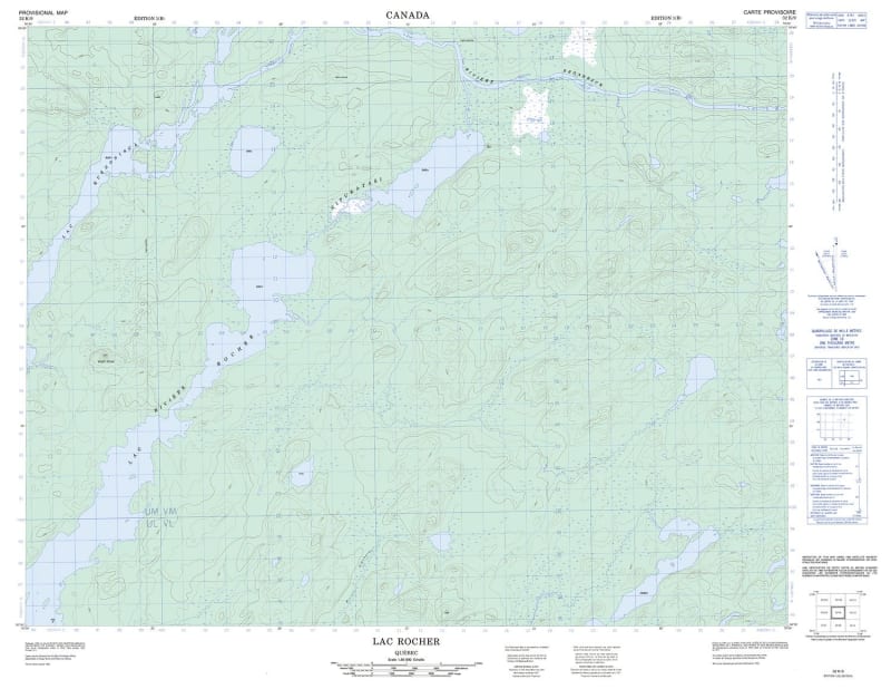 032K09 - LAC ROCHER - Topographic Map
