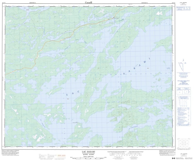 033F07 - LAC SAKAMI - Topographic Map