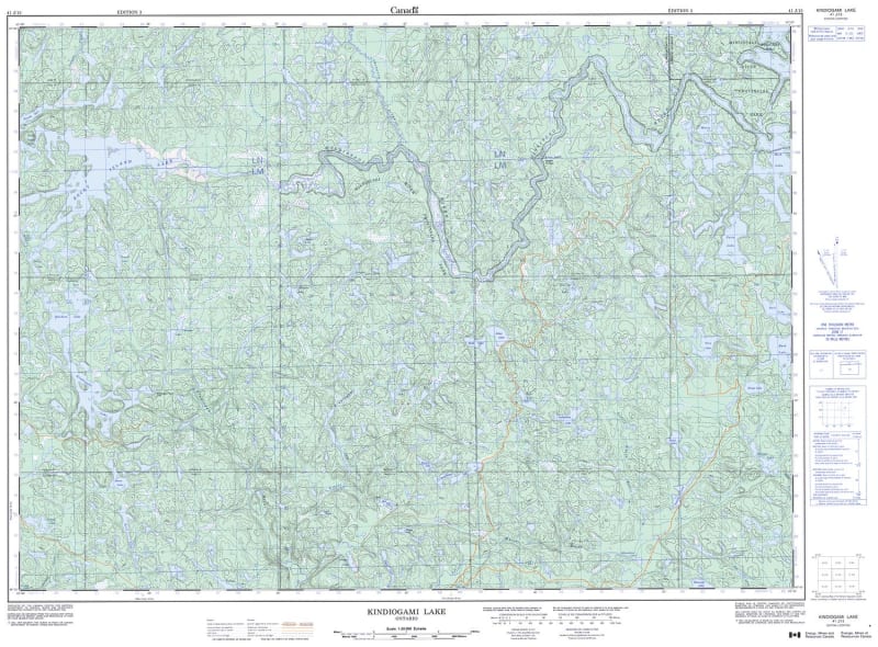 041J15 - KINDIOGAMI LAKE - Topographic Map