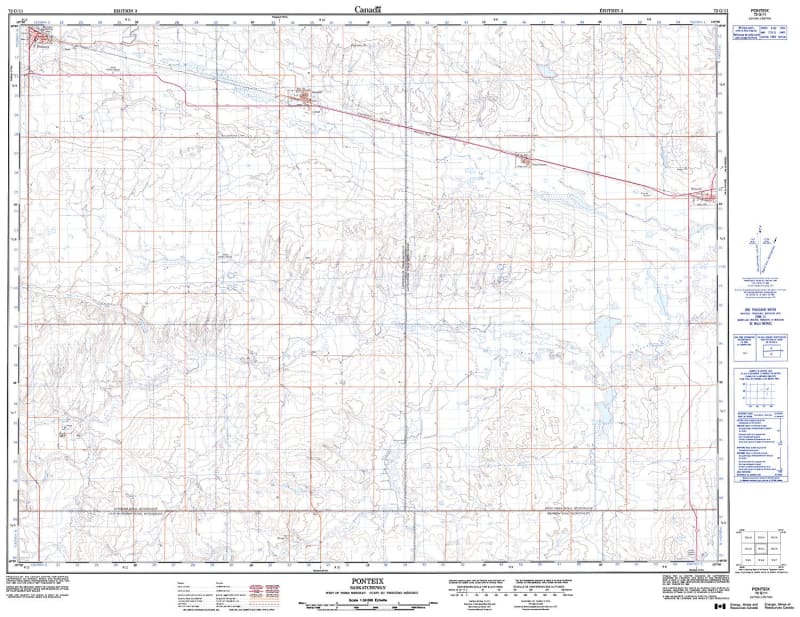 072G11 - PONTEIX - Topographic Map