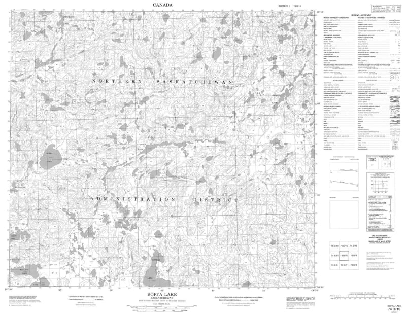 074B10 - BOFFA LAKE - Topographic Map