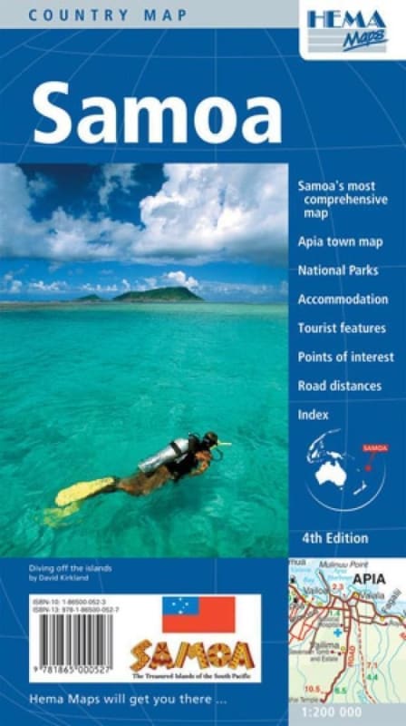 Samoa Travel Map features tourist facilities, historical and ...