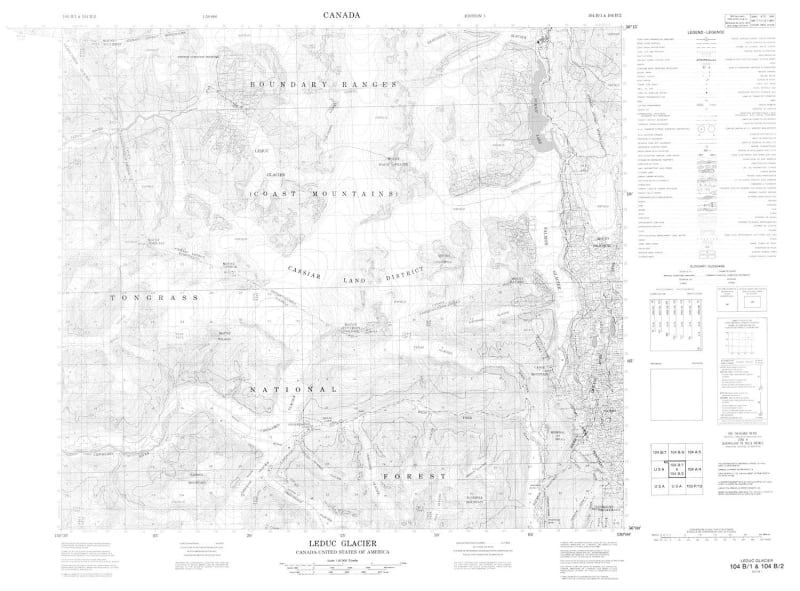 104B01 - LEDUC GLACIER - Topographic Map