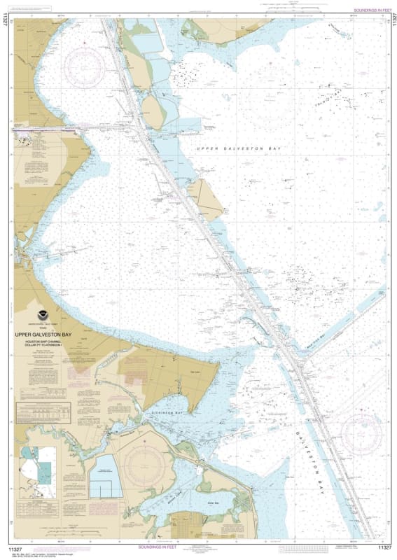 NOAA Chart 11327. Nautical Chart of Upper Galveston Bay - Houston Ship ...