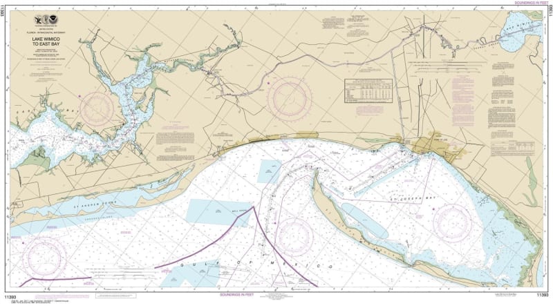 NOAA Chart 11393. Nautical Chart of Intracoastal Waterway Lake Wimico ...