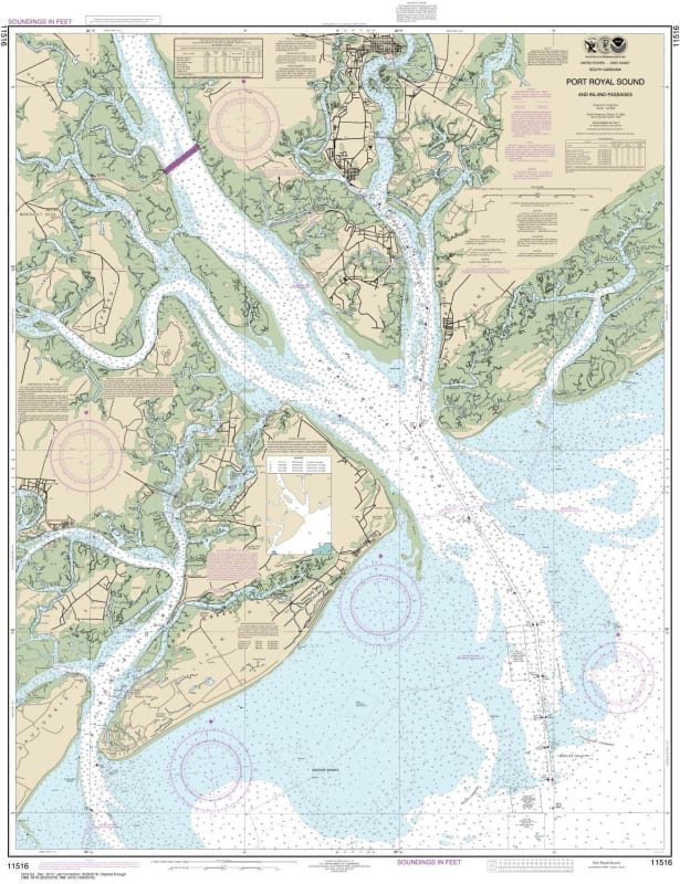 NOAA Chart 11516. Nautical Chart of Port Royal Sound and Inland ...