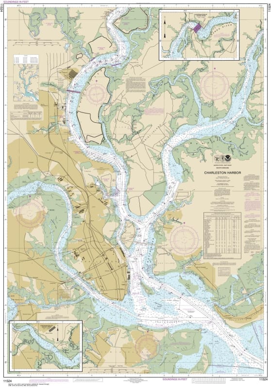 NOAA Chart 11524. Nautical Chart of Charleston Harbor - East Coast USA ...