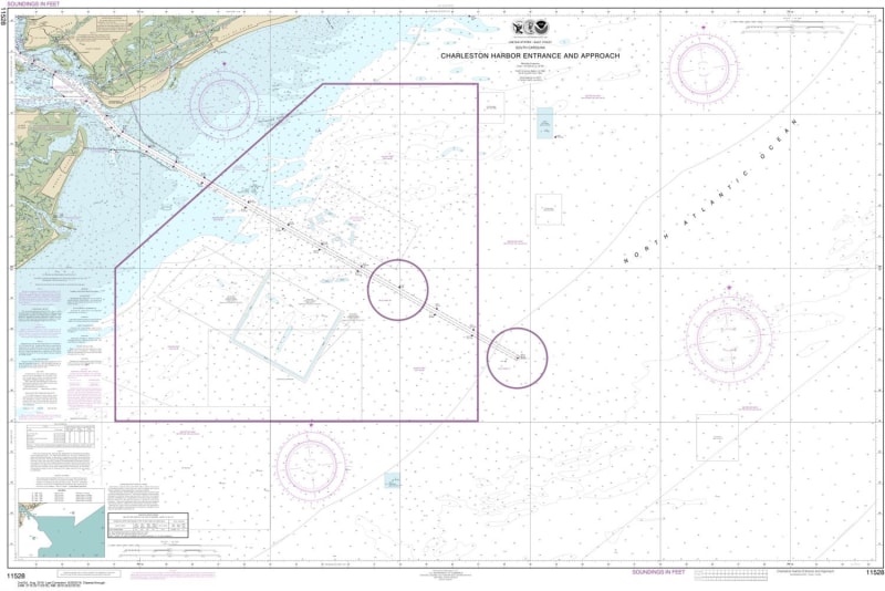 NOAA Chart 11528. Nautical Chart of Charleston Harbor Entrance and ...