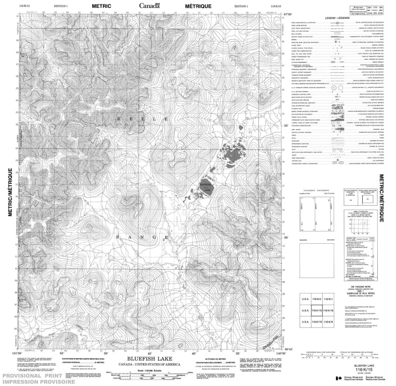 116K15 - BLUEFISH LAKE - Topographic Map