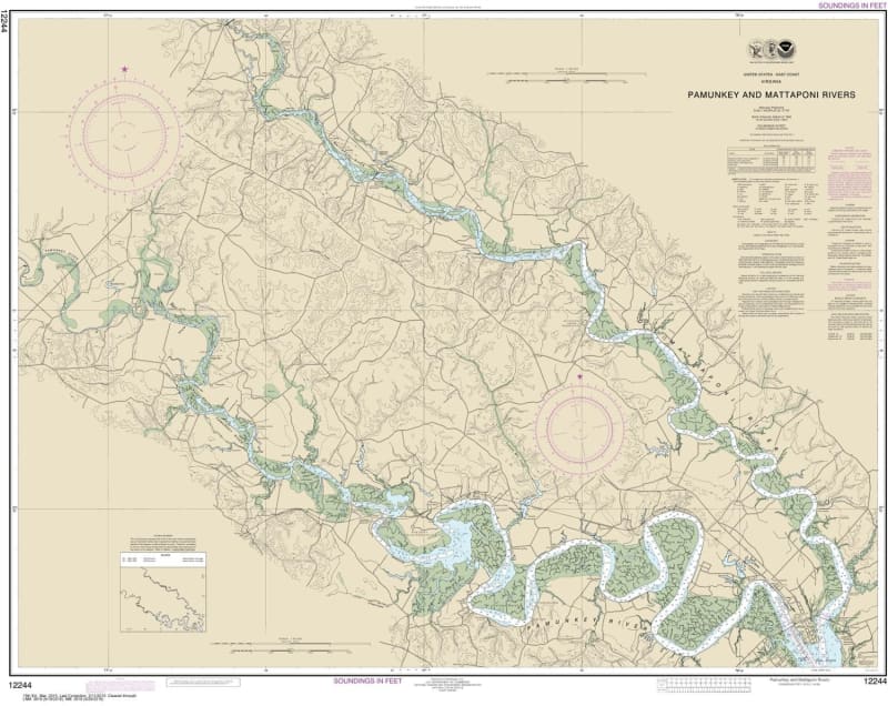 NOAA Chart 12244. Nautical Chart of Pamunkey And Mattaponi Rivers. NOAA ...