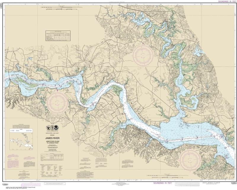 NOAA Chart 12251. Nautical Chart of James River Jamestown Island to ...