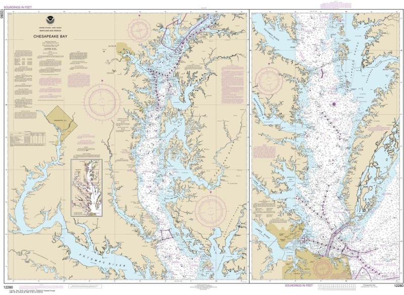 NOAA Chart 12278. Nautical Chart of Chesapeake Bay. NOAA charts portray ...