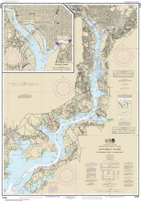 NOAA Chart 12289. Nautical Chart of Potomac River Mattawoman Creek to ...