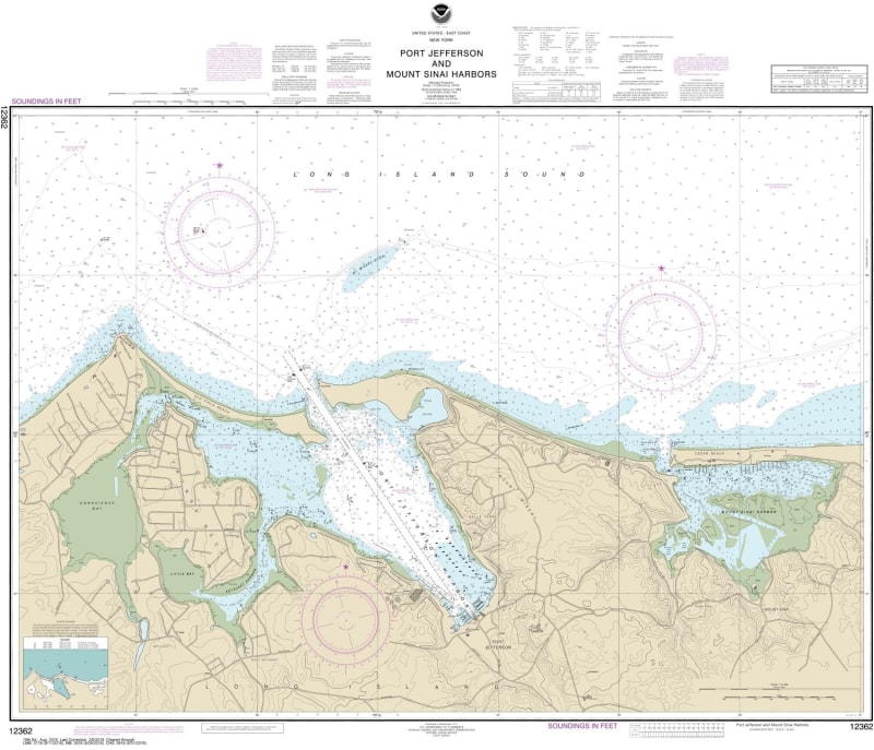 NOAA Chart 12362. Nautical Chart of Port Jefferson and Mount Sinai ...