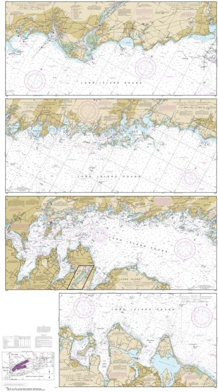 NOAA Chart 12364. TWO MAP SET - Nautical Chart of Long Island Sound ...
