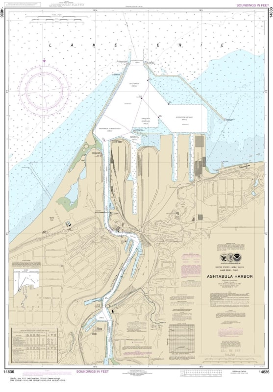 NOAA Chart 14836. Nautical Chart of Ashtabula Harbor. NOAA charts ...