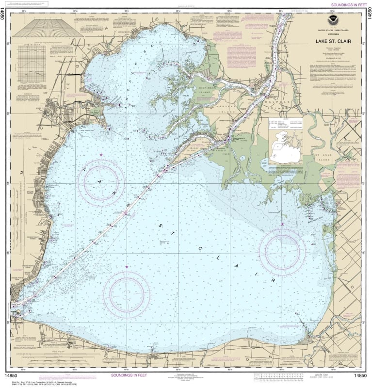 NOAA Chart 14850. Nautical Chart of Lake St. Clair. NOAA charts portray ...