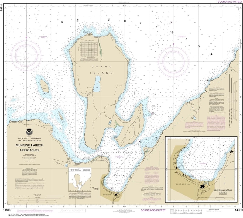 NOAA Chart 14969. Nautical Chart of Munising Harbor and Approaches ...