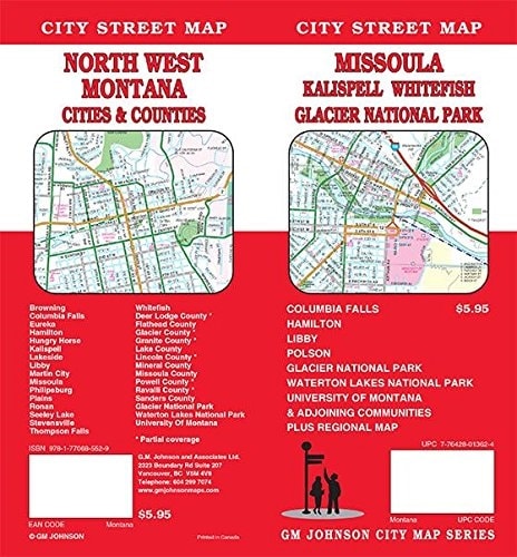 NW Montana cities & counties road map. Street map of several cities and ...