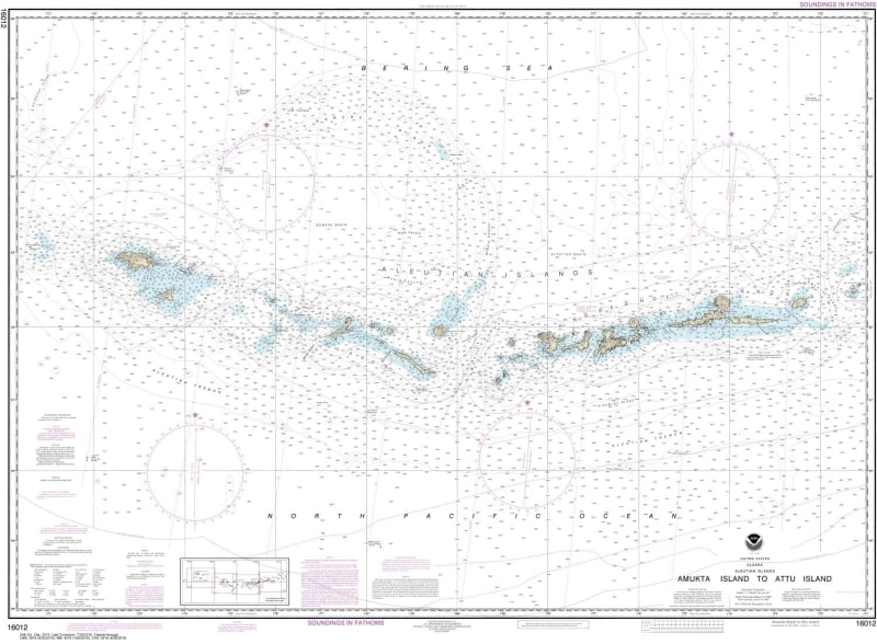 NOAA Chart 16012. Nautical Chart of Aleutian Islands Amukta Island to ...