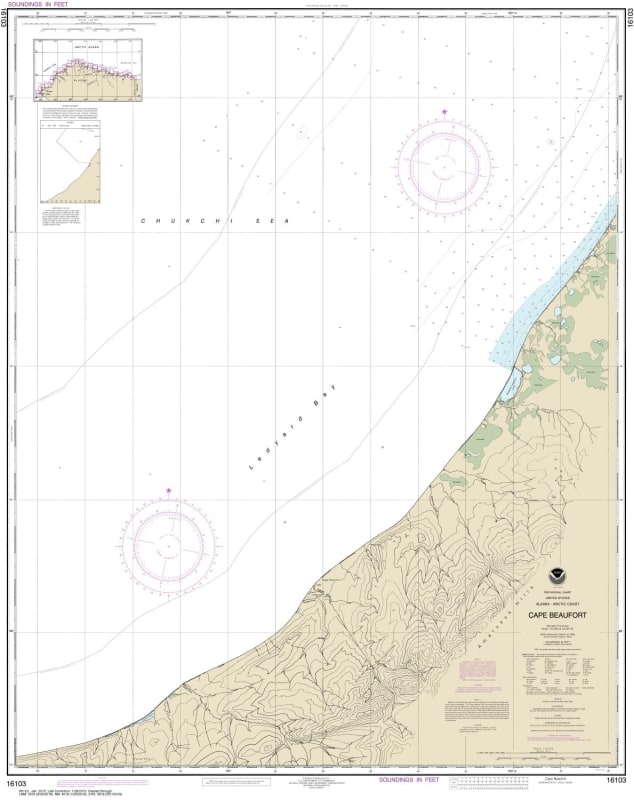 NOAA Chart 16103. Nautical Chart of Cape Beaufort. NOAA charts portray ...