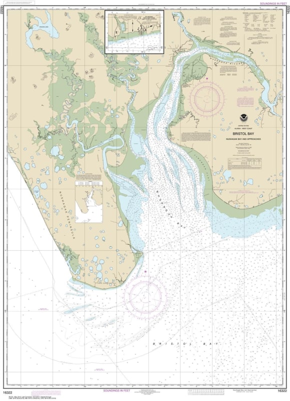 NOAA Chart 16322. Nautical Chart of Bristol Bay - Nushagak Bay and ...