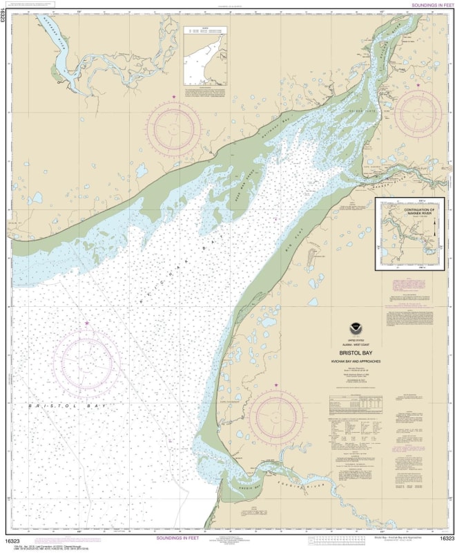 NOAA Chart 16323. Nautical Chart of Bristol Bay - Kvichak Bay and ...