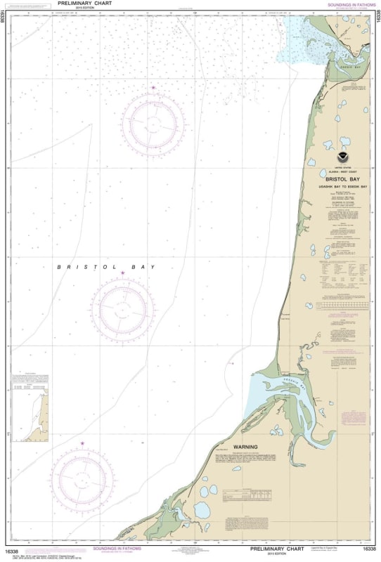 NOAA Chart 16338. Nautical Chart of Bristol Bay - Ugashik Bay to Egegik ...