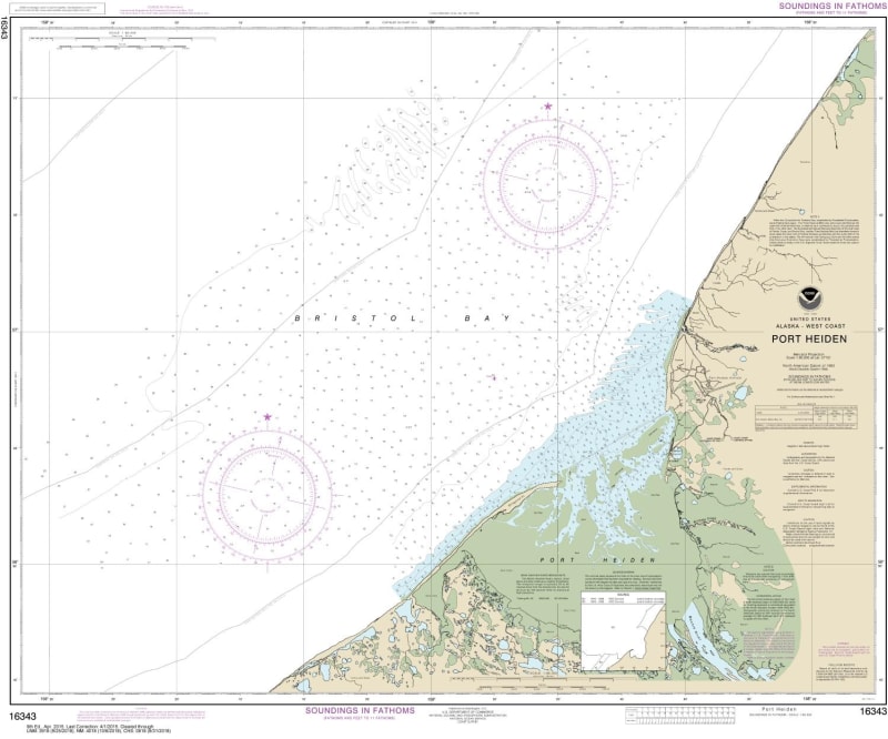 NOAA Chart 16343. Nautical Chart of Port Heiden. NOAA charts portray ...