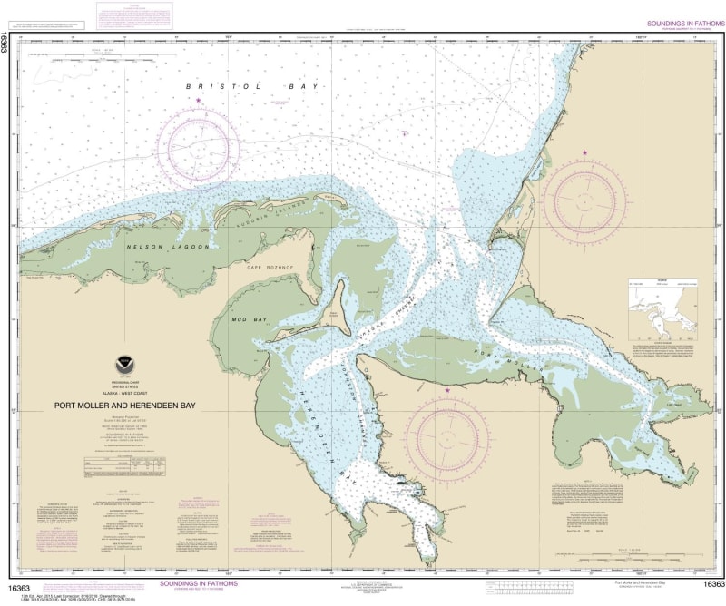 NOAA Chart 16363. Nautical Chart of Port Moller and Herendeen Bay. NOAA ...