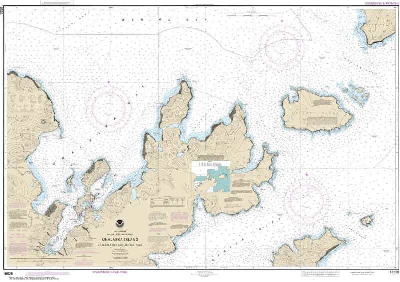 NOAA Chart 16528. Nautical Chart of Unalaska Bay and Akutan Pass. NOAA ...