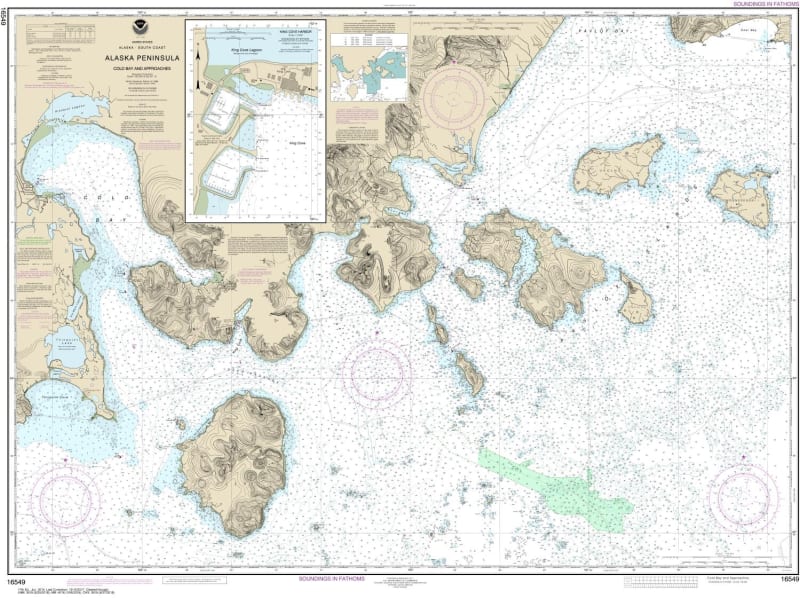 NOAA Chart 16549. Nautical Chart of Cold Bay and approaches, Alaska Pen ...