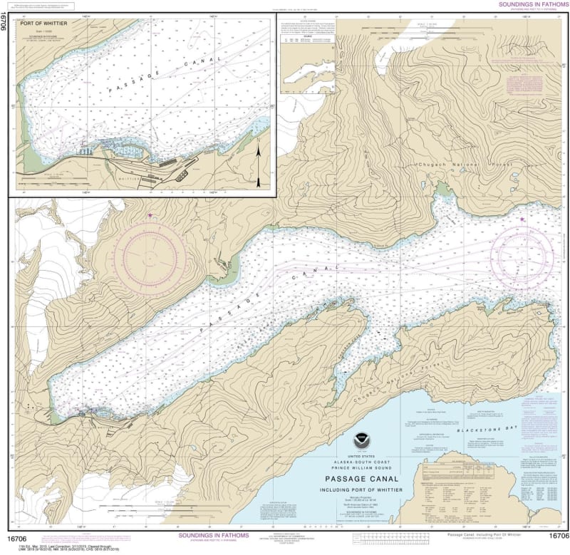 NOAA Chart 16706. Nautical Chart of Passage Canal incl. Port of ...