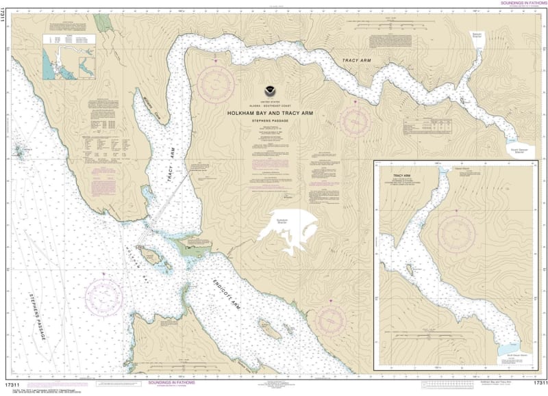 NOAA Chart 17311. Nautical Chart of Holkham Bay And Tracy Arm ...