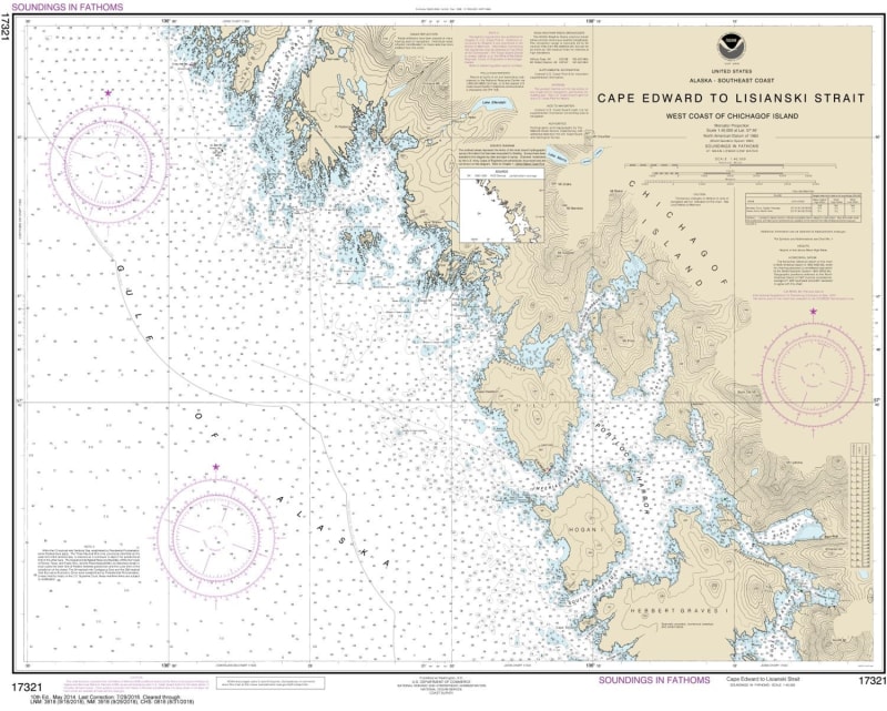 NOAA Chart 17321. Nautical Chart of Cape Edward to Lisianski Strait ...