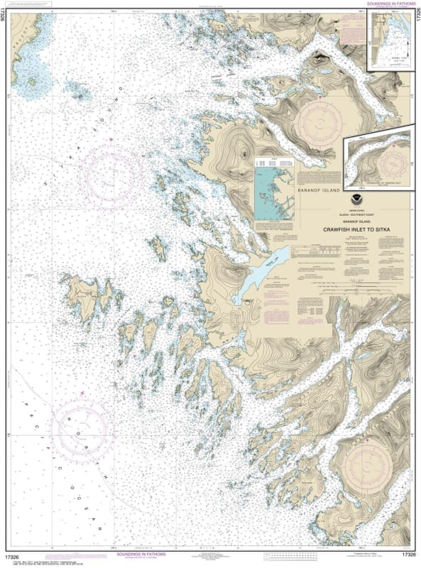 NOAA Chart 17326. Nautical Chart of Crawfish Inlet to Sitka, Baranof I ...