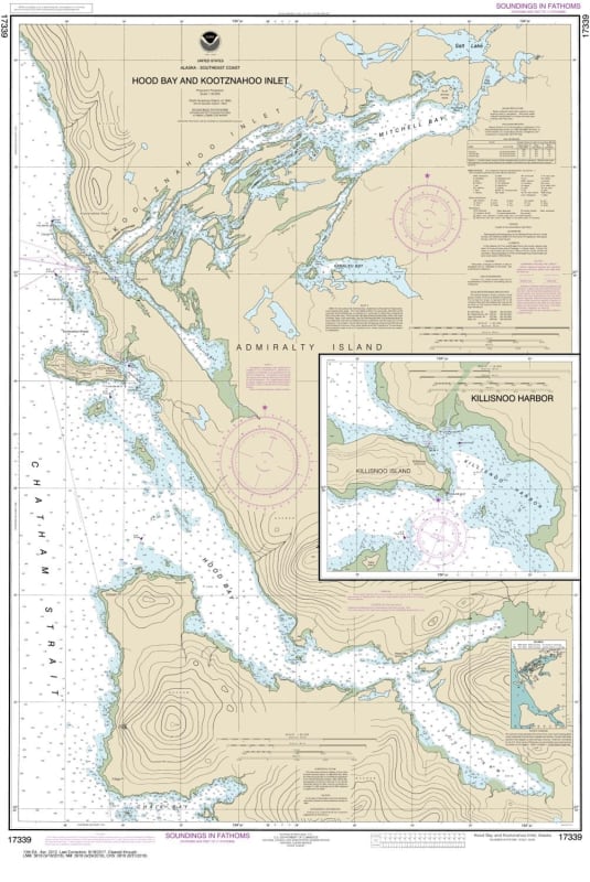 NOAA Chart 17339. Nautical Chart of Hood Bay and Kootznahoo Inlet ...