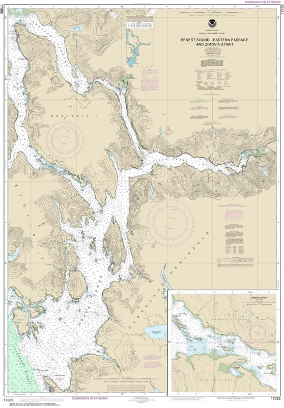 NOAA Chart 17385. Nautical Chart of Ernest Sound - Eastern Passage and ...