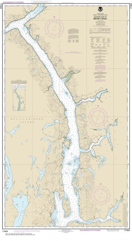 NOAA Chart 17424. Nautical Chart of Behm Canal - eastern part - Alaska ...