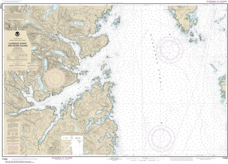 NOAA Chart 17432. Nautical Chart of Clarence Strait and Moira Sound ...