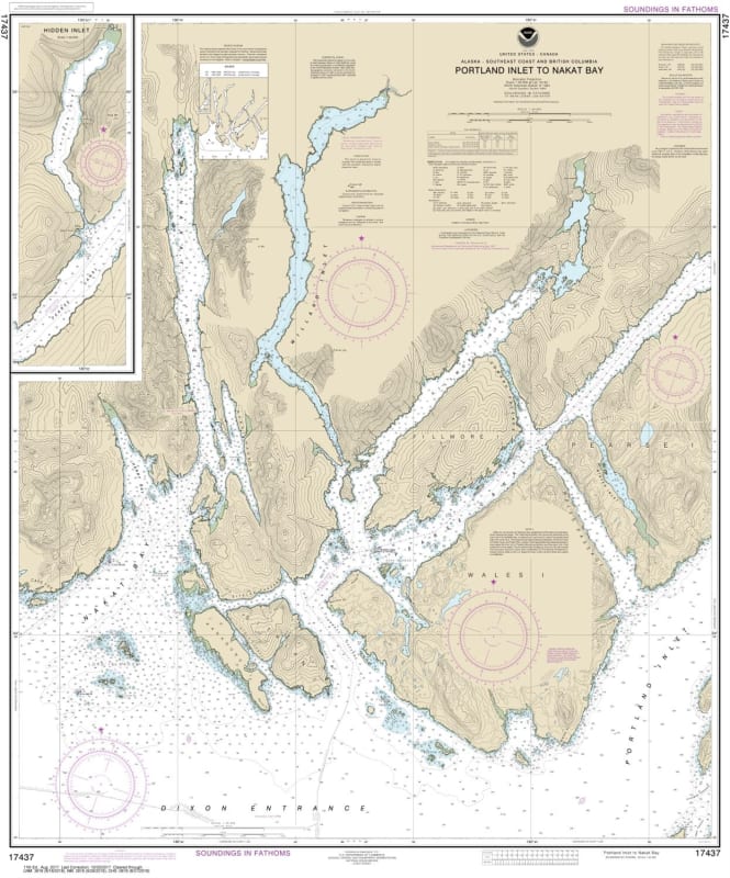NOAA Chart 17437. Nautical Chart of Portland Inlet to Nakat Bay ...